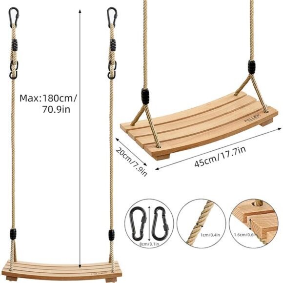 Toys | Wood Tree Swing Seatindoor Outdoor Rope Wooden Swingset For Children Adult Kids | Poshmark
